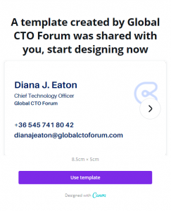 How can I use the GCF Business Card Template – Global CTO Forum